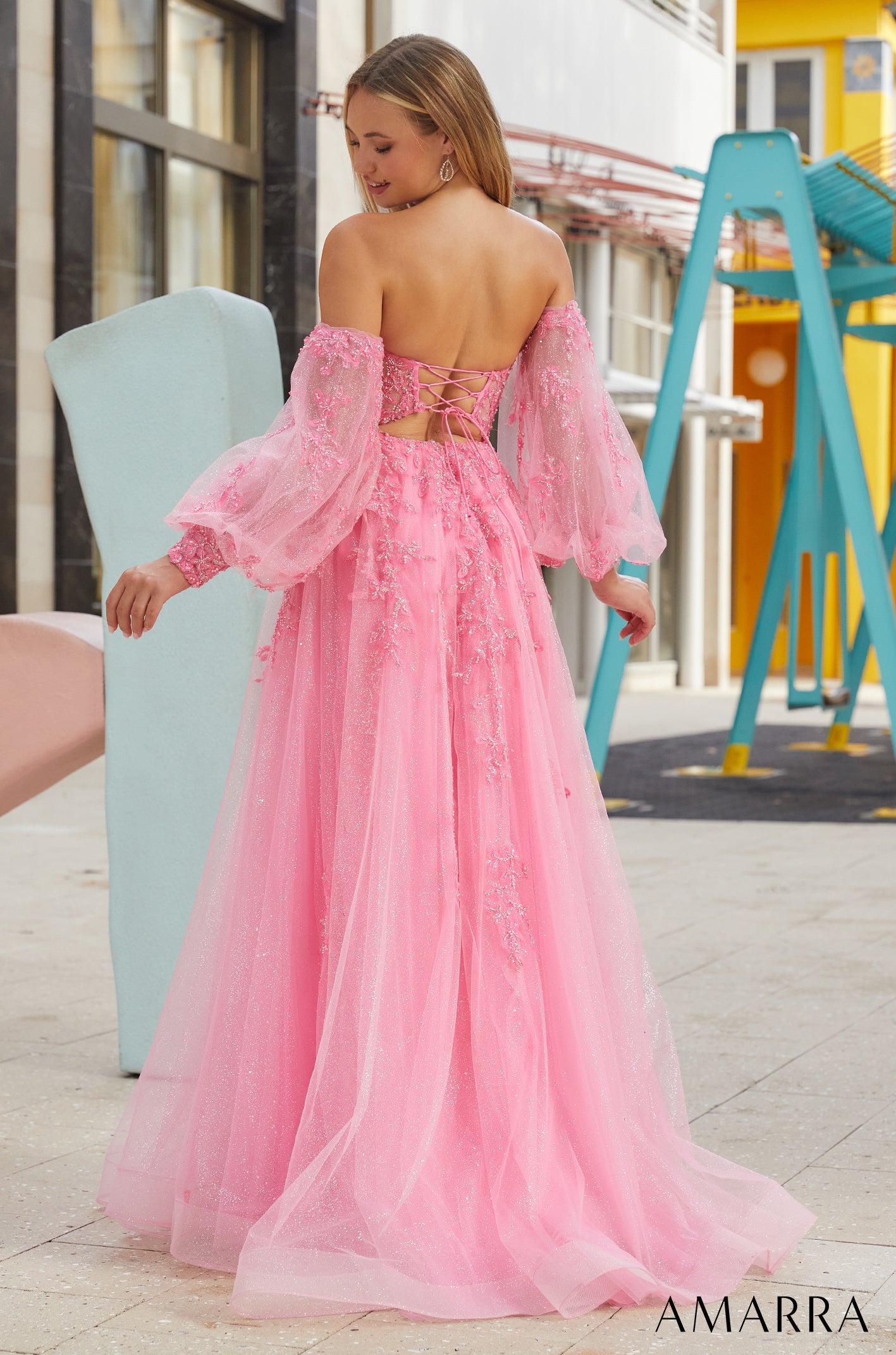 Introducing the AMARRA 88616 prom dress, a stunning and enchanting gown that promises to add a ...